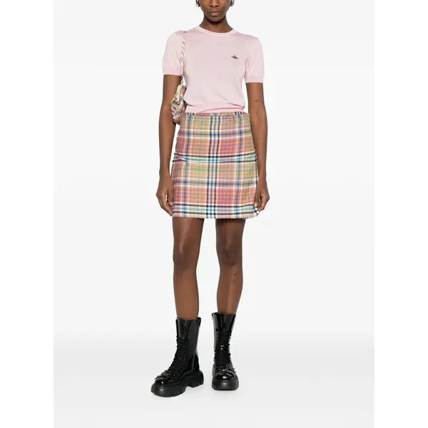 VIVIENNE WESTWOOD Checked A-line Skirt - Nude