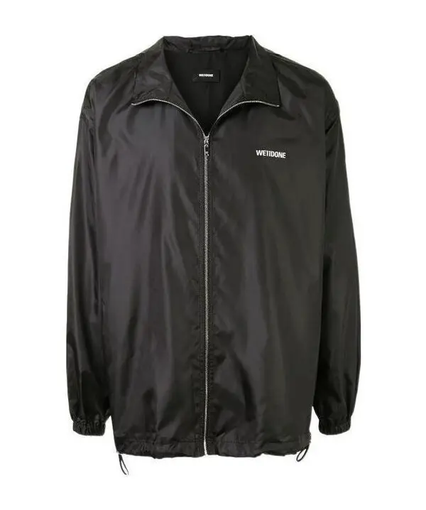 We11Done Logo Print Hooded Jacket - Black