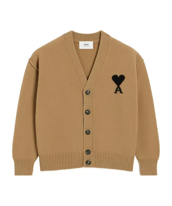 Ami De Coeur V-neck Cardigan - Camel/black