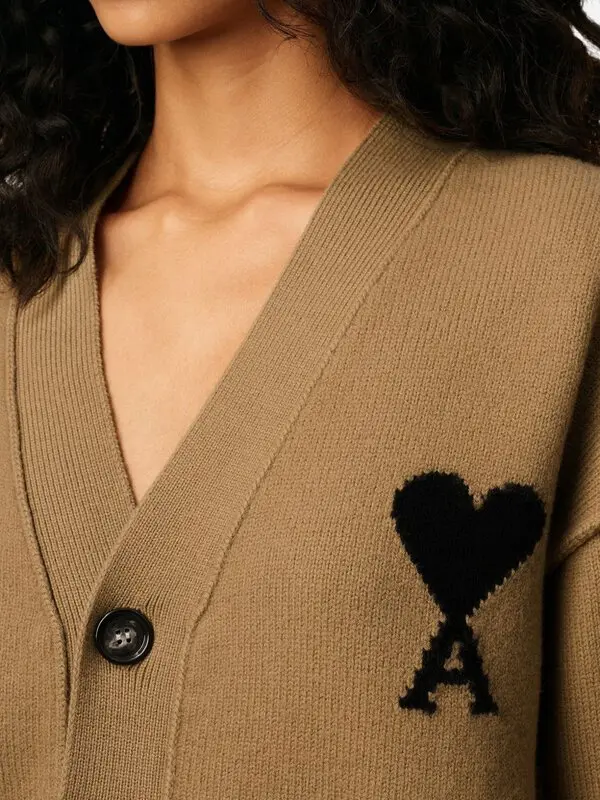 AMI Paris De Coeur V-neck Cardigan