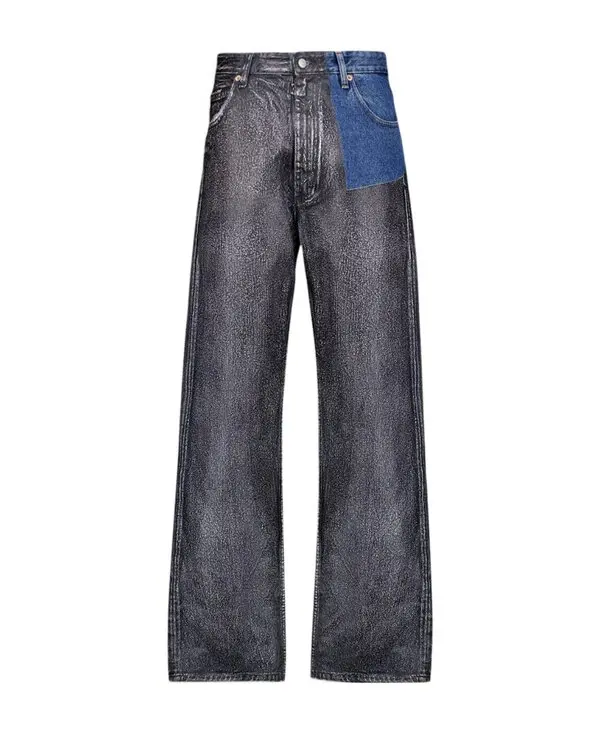 MAISON MARGIELA Logo-patch Panelled Straight-leg Jeans - Black