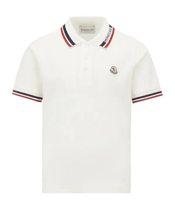 Moncler Tricolour-trimmed Piquet Polo Shirt - White