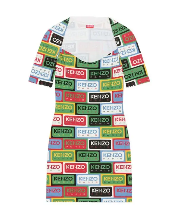 Kenzo All-over Graphic Logo Print Midi Dress