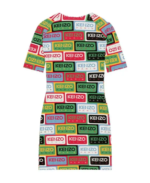 Kenzo All-over Graphic Logo Print Midi Dress