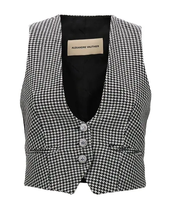 Alexandre Vauthier Houndstooth Patterned Vest With Crystal Buttons