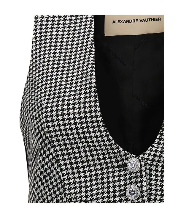 Alexandre Vauthier Houndstooth Patterned Vest With Crystal Buttons