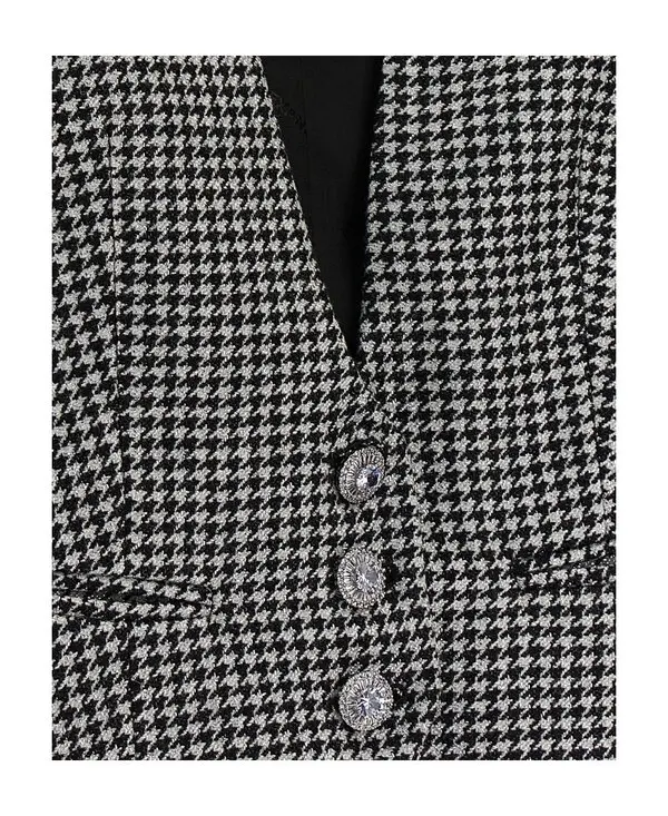Alexandre Vauthier Houndstooth Patterned Vest With Crystal Buttons