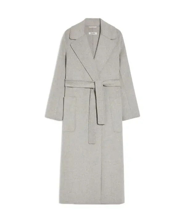 Max Mara Belted Long-sleeved Coat - Medium Gray