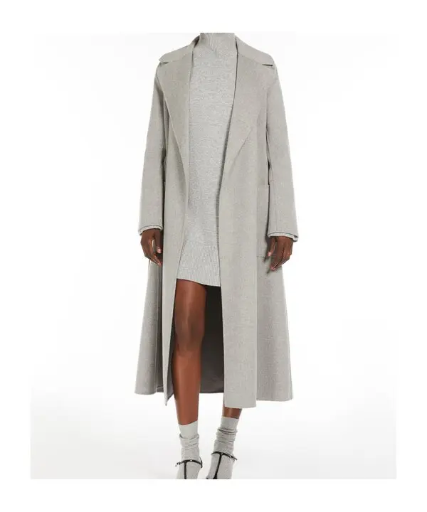 Max Mara Belted Long-sleeved Coat - Medium Gray