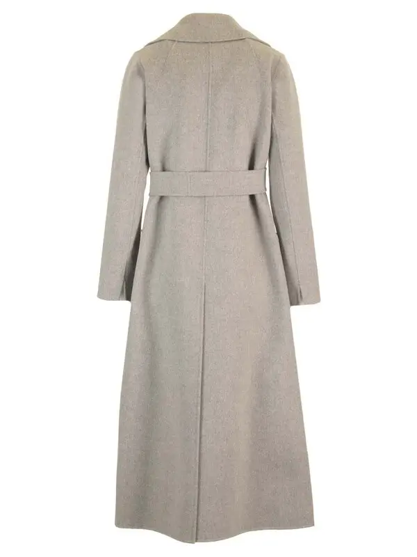 Max Mara Paola Belted Long-sleeved Coat - Medium Grey