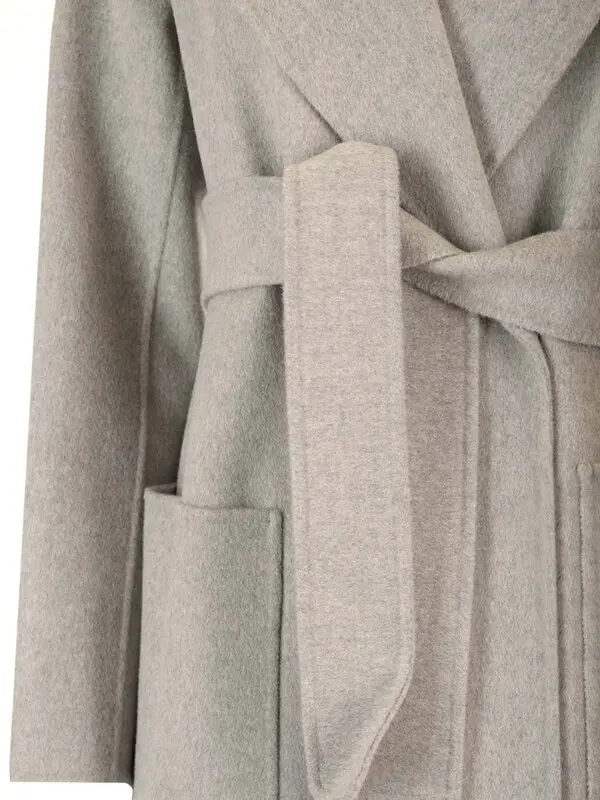 Max Mara Paola Belted Long-sleeved Coat - Medium Grey
