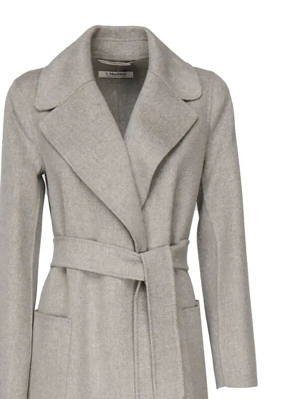 Max Mara Paola Belted Long-sleeved Coat - Medium Grey