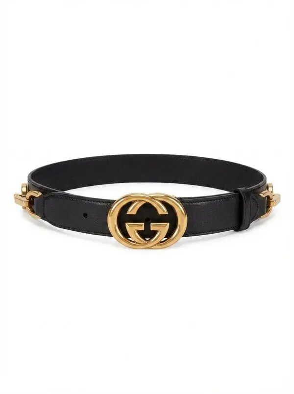 Gucci Logo Plaque Chain-link Waist Belt - Black