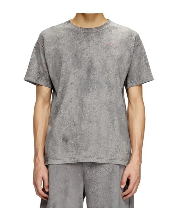 DIESEL® D-logo Embroidered Crewneck T-shirt - Grey