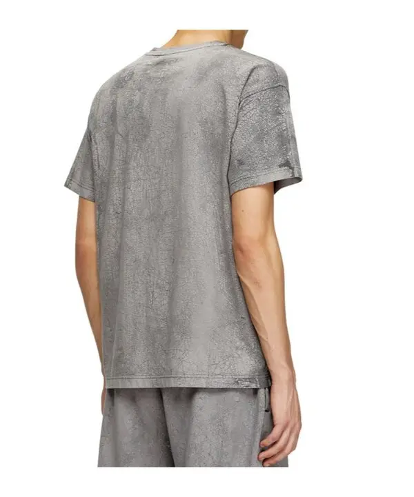 DIESEL® D-logo Embroidered Crewneck T-shirt - Grey