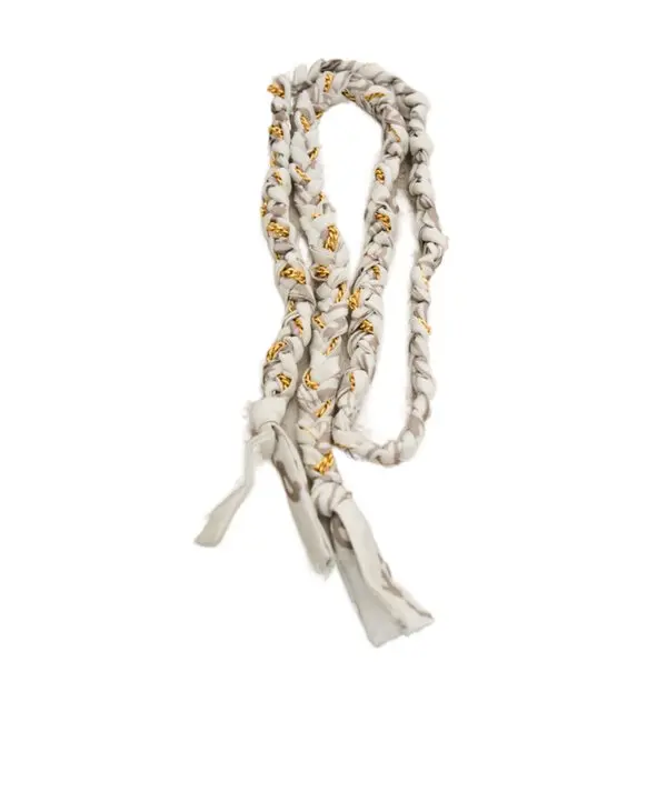 GOLDEN GOOSE Butter-colored Braided Fabric Charm With Brass Chain - White
