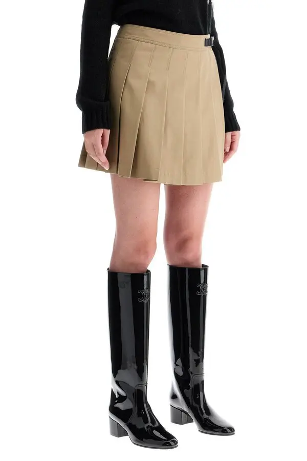 Dior Christian Pleated Wrap Mini Skirt - Beige