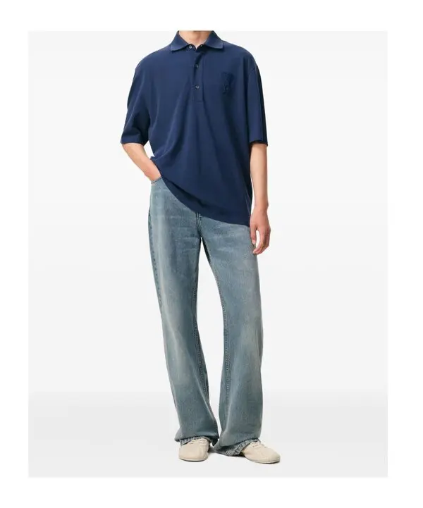 Ami Textured Logo Regular Fit Polo Shirt