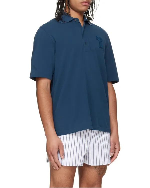 AMI Paris De Coeur Short-sleeved Polo Shirt - Blue