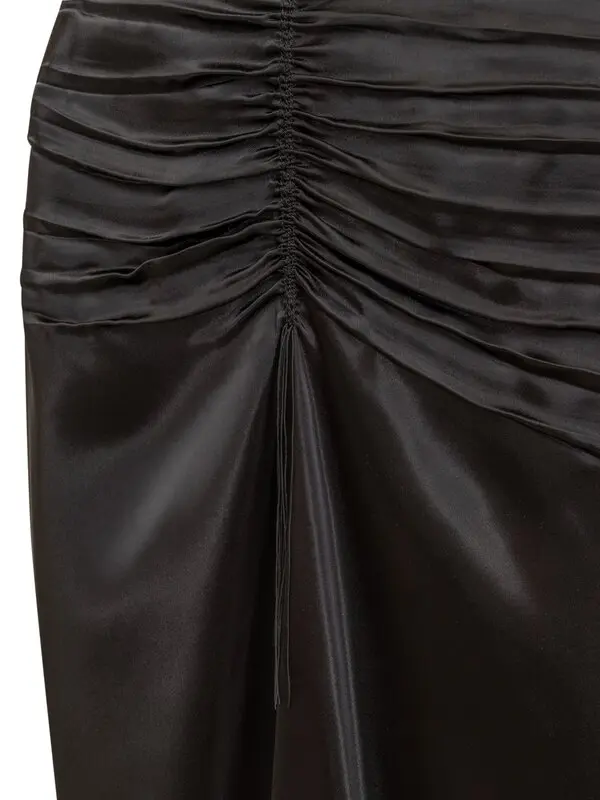 LANVIN Ruched Satin Midi Skirt