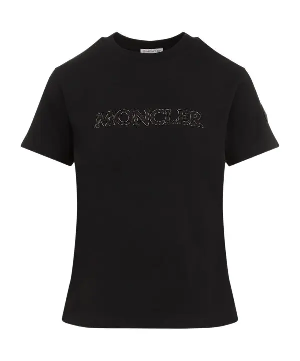 Moncler Logo Embellished Crewneck T-shirt - Black