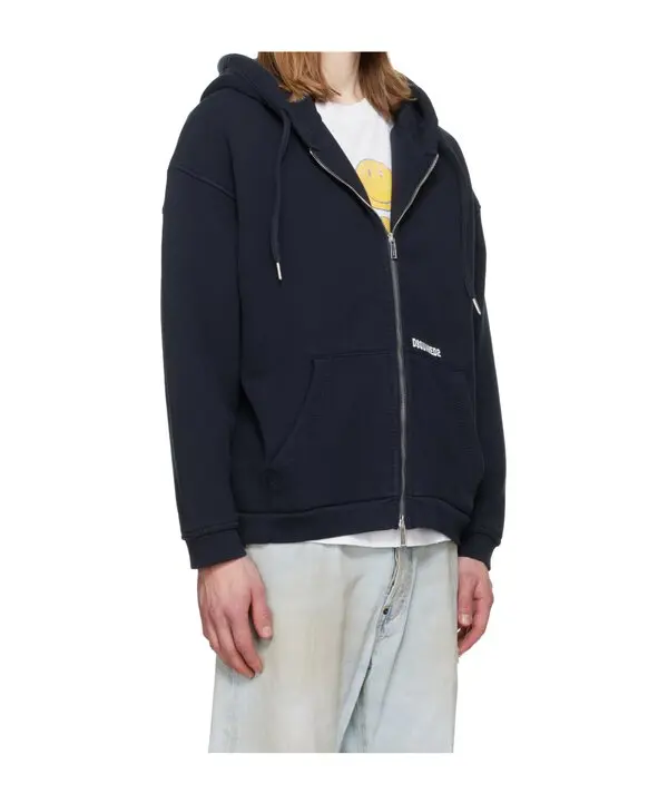 Dsquared2 Logo Zip-up Hoodie - Black