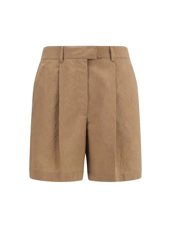 Brunello Cucinelli Textured Cotton-blend Tailored Shorts - Nude