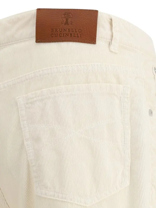 Brunello Cucinelli Logo Patch Corduroy Pants - Nude