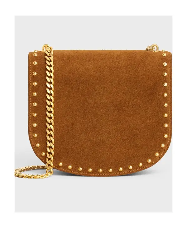 Celine Chain Besace Cléa In Suede Calfskin With Studs