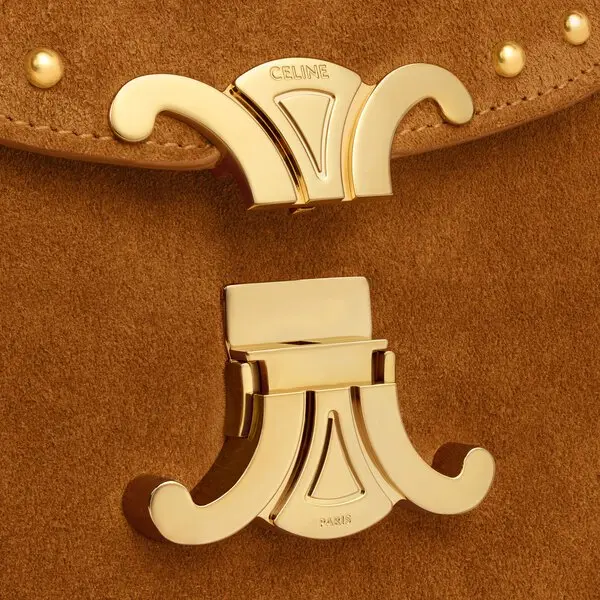Celine Chain Besace Cléa In Suede Calfskin With Studs