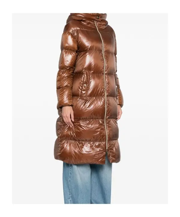 Herno Hooded Zip Coat - Brown