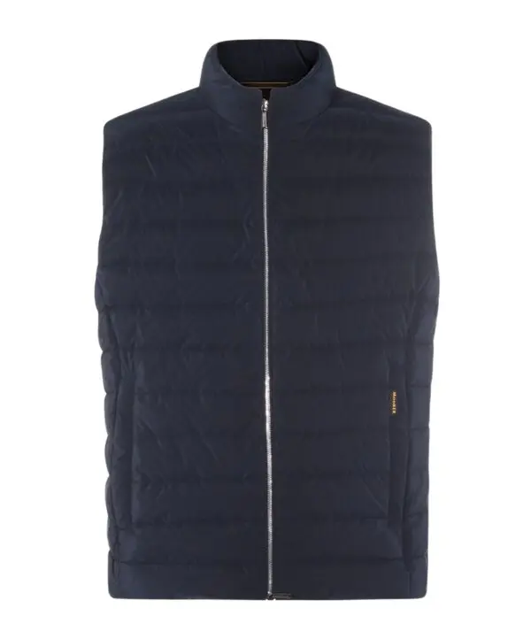 MOORER Quilted Stand Collar Vest - Black