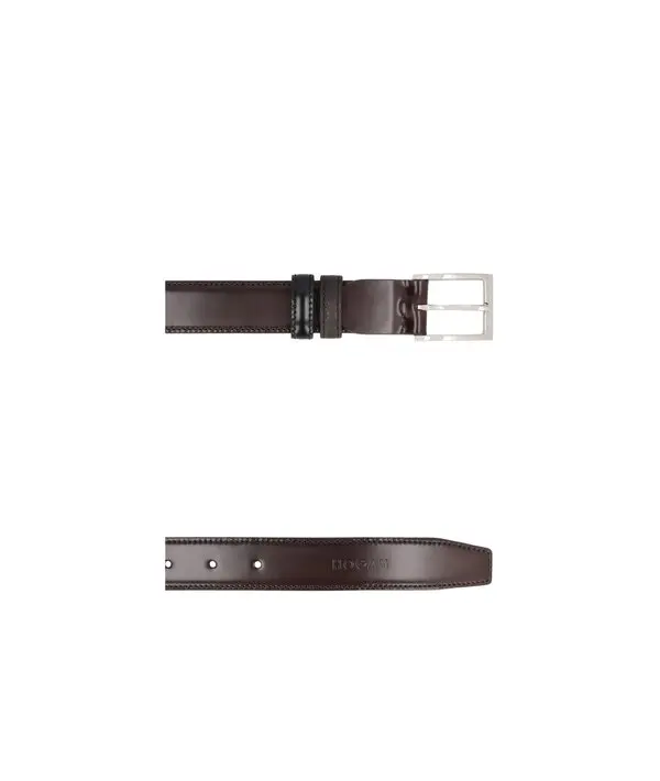 Hogan Square Buckle Leather Belt - Black