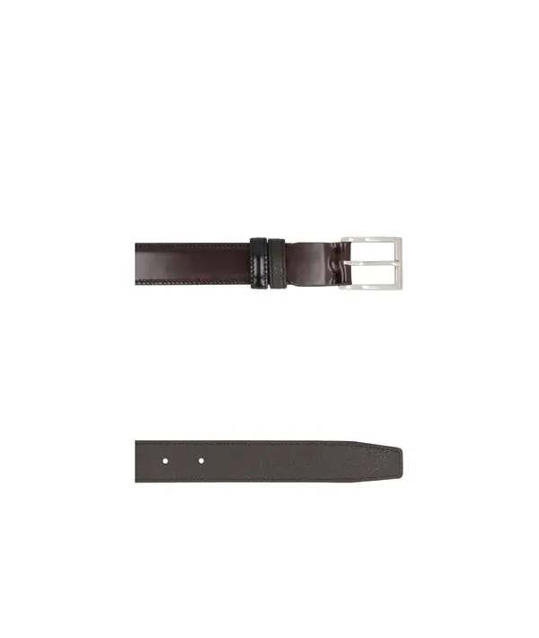 Hogan Square Buckle Leather Belt - Black