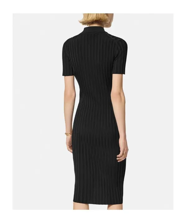 Versace Short-sleeved Knitted Midi Shirt Dress