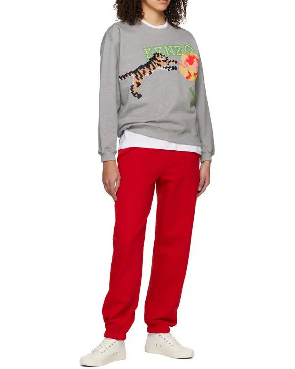 Kenzo Pixelated Tiger And Logo Crewneck Sweatshirt