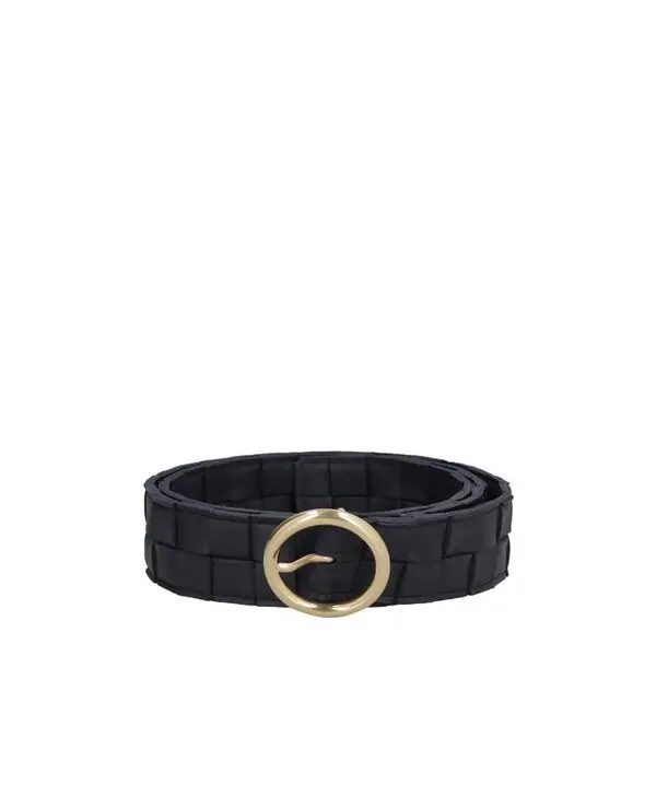 Bottega Veneta Signature Intrecciato Buckle Belt - Black