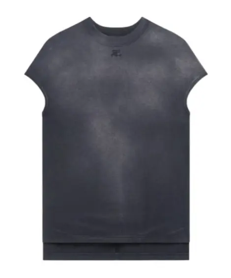 COURREGES Courrèges Short-sleeve Crewneck T-shirt Mini Dress - Black
