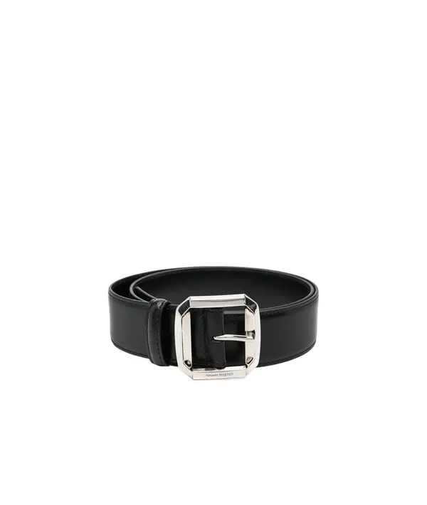 Alexander McQueen Logo-engraved Buckle Belt - Black