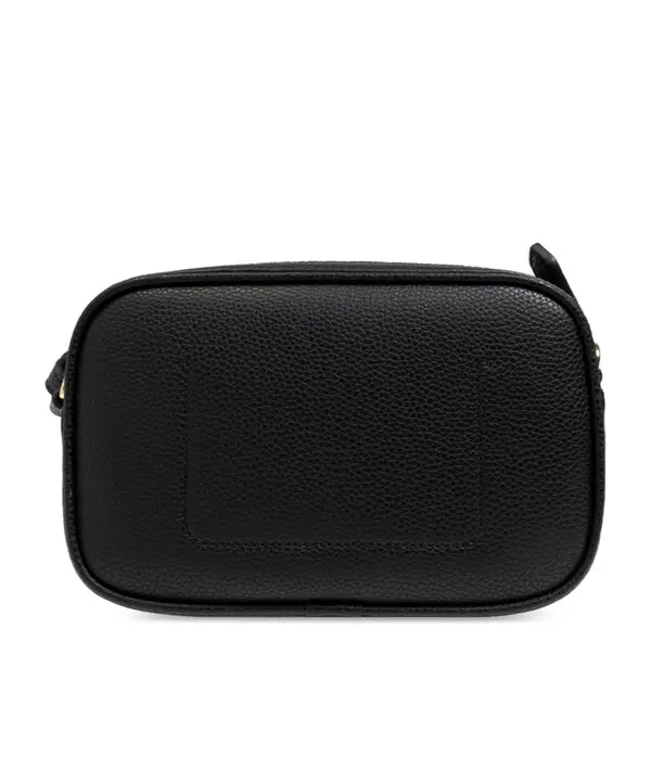 Emporio Armani Textured Leather Shoulder Bag With Logo Strap - Black