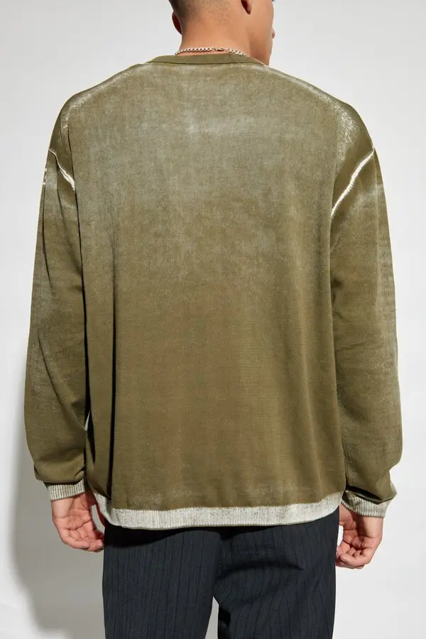 DIESEL® V-neck Cardigan With Logo Print
