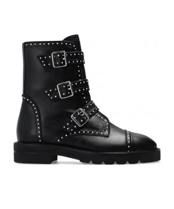 STUART WEITZMAN Jesse Lift Studded Buckled Boots