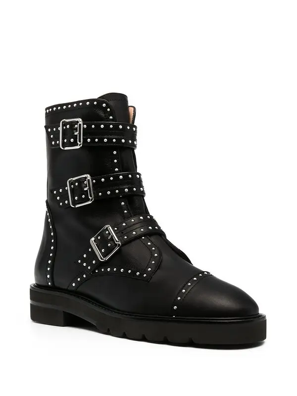 STUART WEITZMAN Jesse Lift Studded Buckled Boots