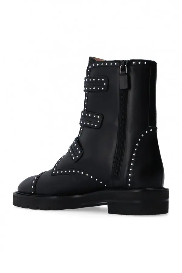 STUART WEITZMAN Jesse Lift Studded Buckled Boots