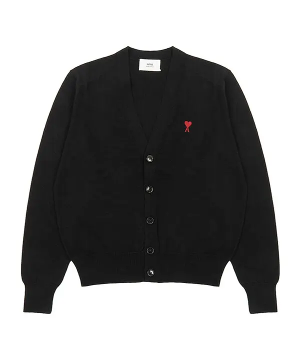Ami De Coeur Embroidered V-neck Cardigan - Black