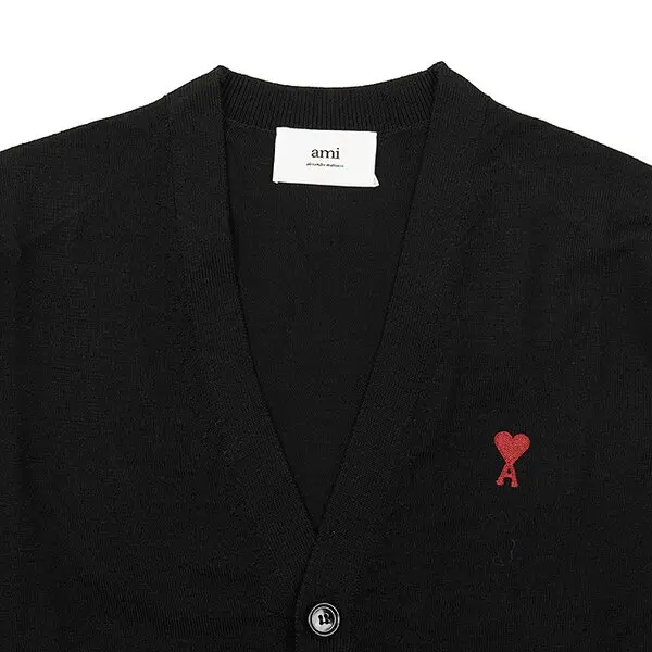 Ami De Coeur Embroidered V-neck Cardigan - Black