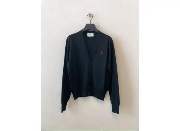 Ami De Coeur Embroidered V-neck Cardigan - Black