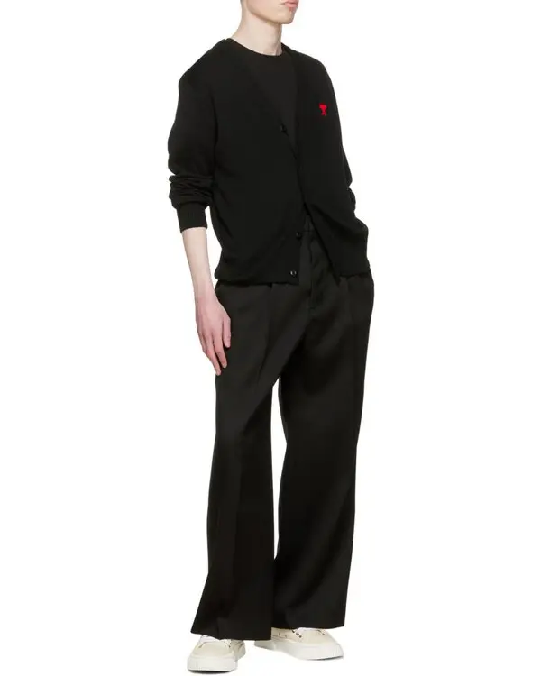 Ami De Coeur Embroidered V-neck Cardigan - Black