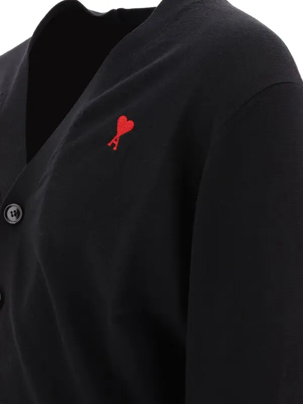 AMI Paris De Coeur Embroidered V-neck Cardigan