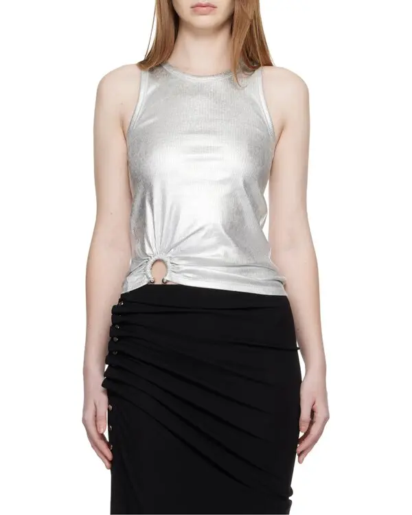 Rabanne Ribbed Asymmetric Hem Top - Multicolor